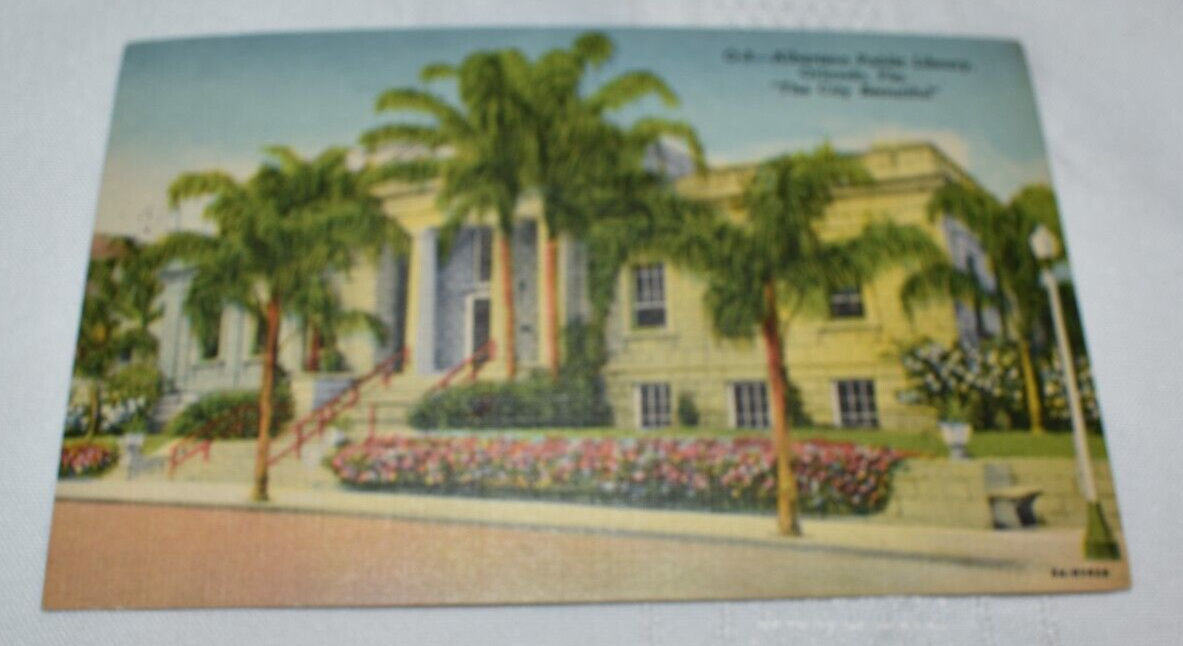 O-3 Albertson Public Library Orlando Fla. Postcard Orange News Co. Curt ...