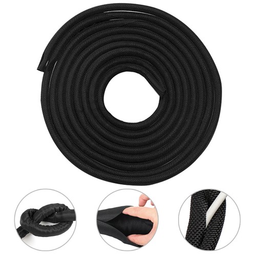 5FT Nylon Braided Cord Protector Wire Loom Tubing Cable Sleeve Split ...