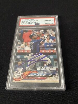 RONALD ACUNA JR RC Signed Autograph 2018 Topps ASG Set 698 PSA Gem Mint ...