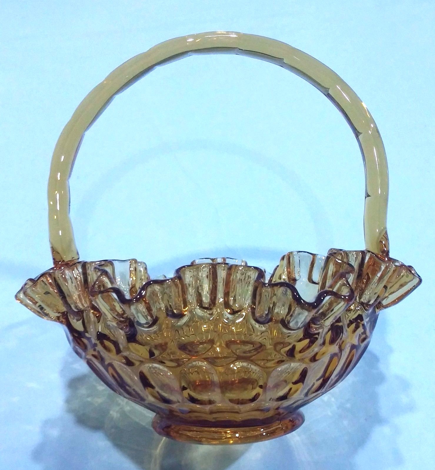 Fenton Amber Thumbprint Brides Basket Old Virginia Pattern Donald ...