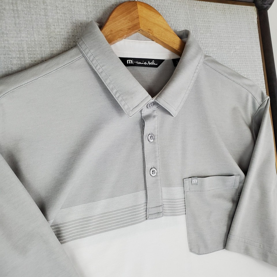 TRAVIS MATHEW Size Large Mens Polo Shirt Pima Cotton/Polyester Gray ...