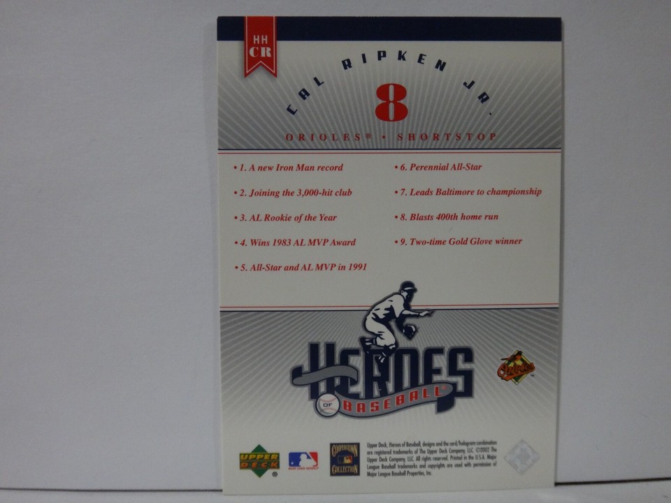 2002 Upper Deck Prospect Premieres Heroes of Baseball Cal Ripken Jr # ...