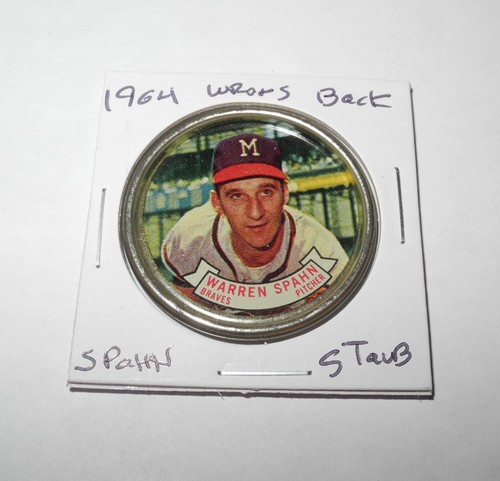 RARE 1964 Topps Baseball Coin Pin #88 Warren Spahn Milwaukee Braves ...