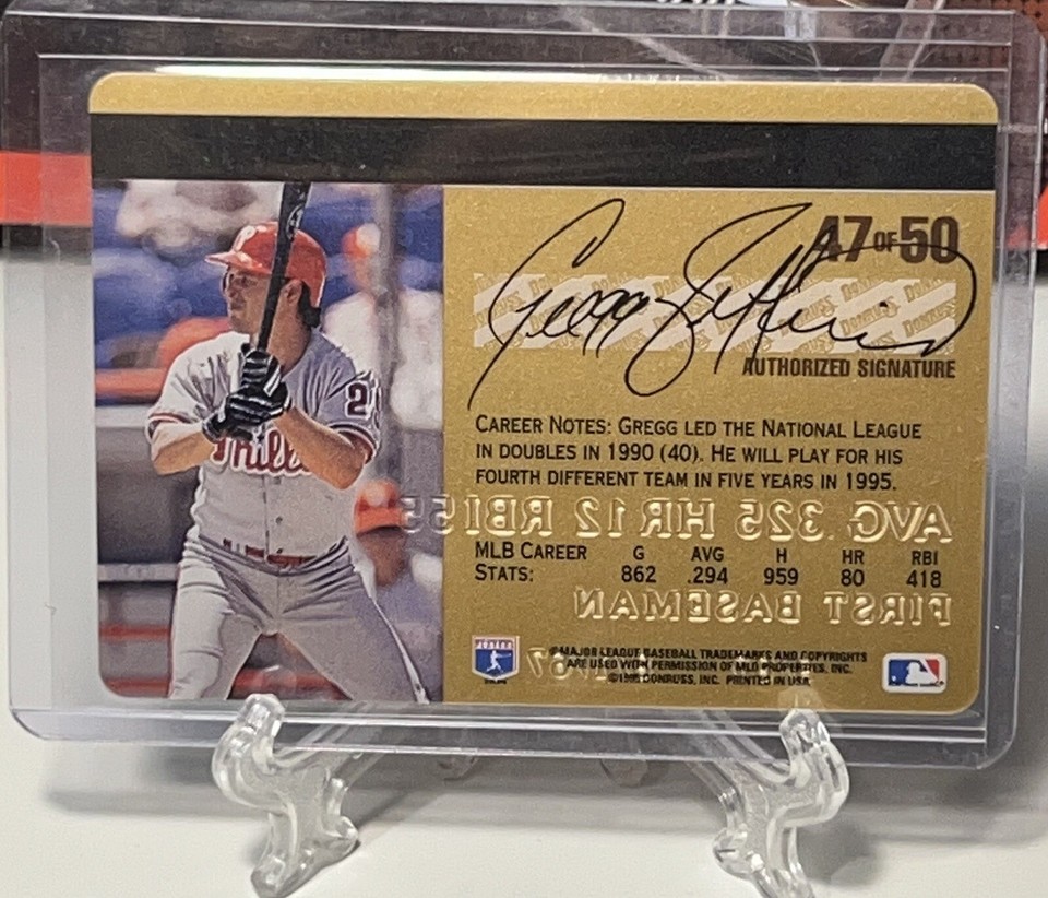 1995 Studio Baseball Gold Parallel Gregg Jefferies Philadelphia ...