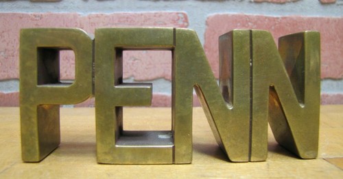PENN Vintage Brass Paperweight RailRoad RR State College Promo Souvenir ...