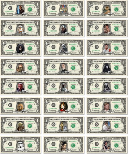 ONE(1) COLOR Character on a Dollar Bill - Currency Cash Money Bank Note ...