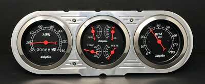 1963-1965 Chevy Nova 3 Gauge Dash Panel Quad Style Cluster Black ...