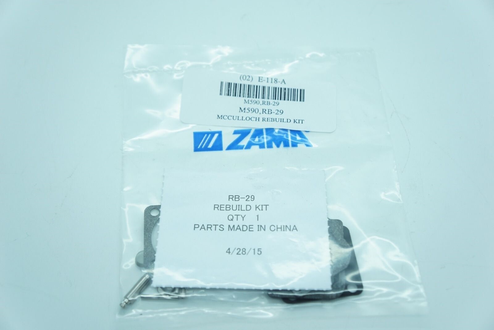 GENUINE OEM ZAMA PART # RB-29 CARB KIT; ZAMA C1U CARBURETOR REBUILD KIT ...