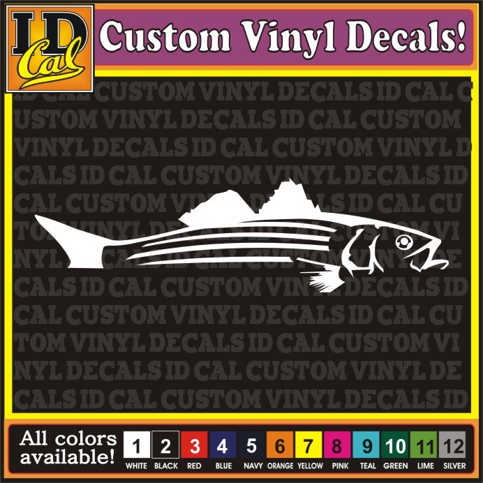 Striped Bass Striper Rockfish fishing truck boat window vinyl decal ...