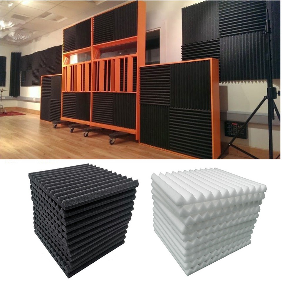 Acoustic Wall Panels Studio Sound Proofing Foam Pads Pyramid/Wedge/Wave ...