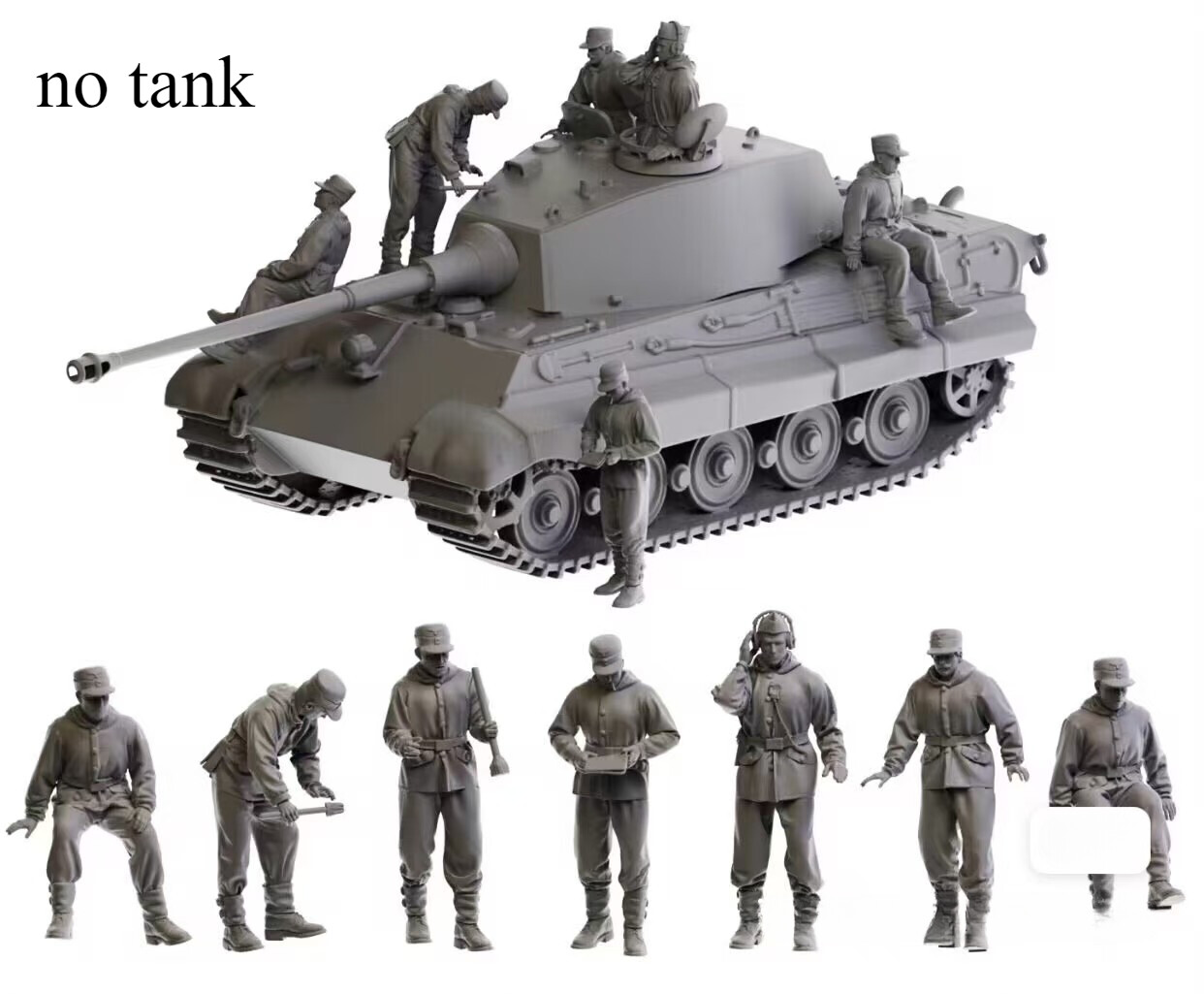 Ww2 German Tiger Tank Team 7 Figures Full Set 1/35th Resin Printed ...