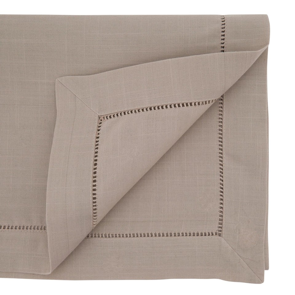 SARO LIFESTYLE Hemstitched Border Table Runner Taupe 16x54 Elegant ...