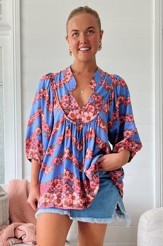 JAASE - Boheme Blouse: Thick Collar Smock Blouse in Little Flowers ...