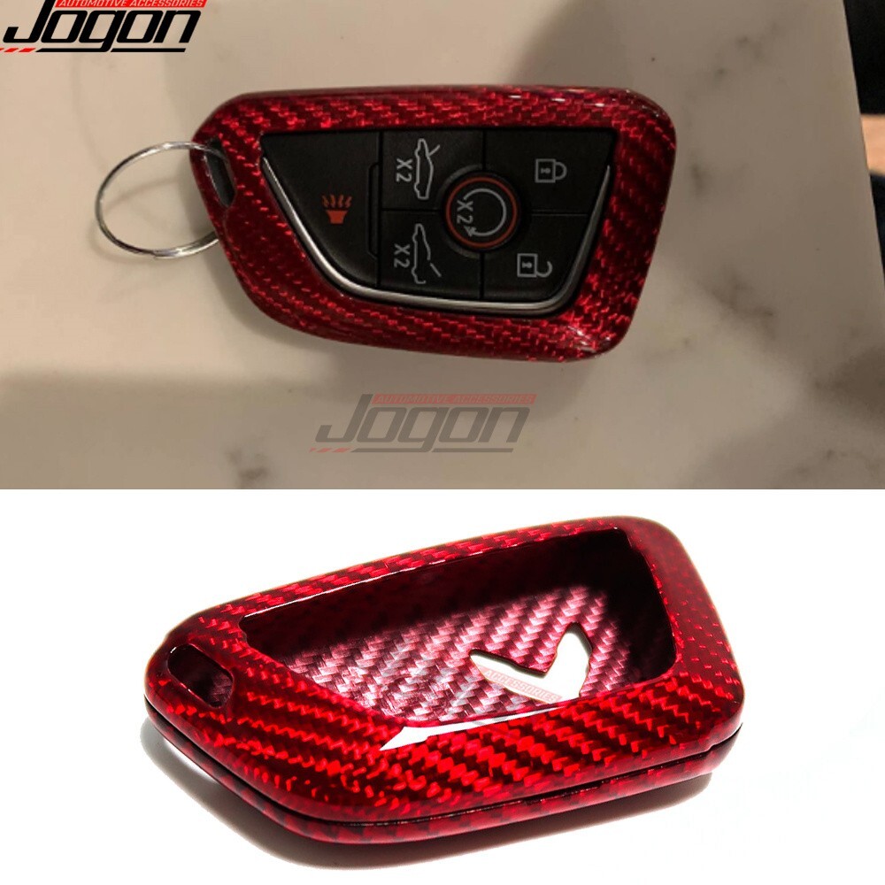 RED Carbon Fiber Remote Key FOB Cover For Corvette C8 Stingray Z06 Z51 ...