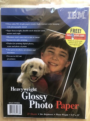 IBM 2001 Ink Jet Printer Glossy Photo Paper 25 Sheets 8.5"x11 ...