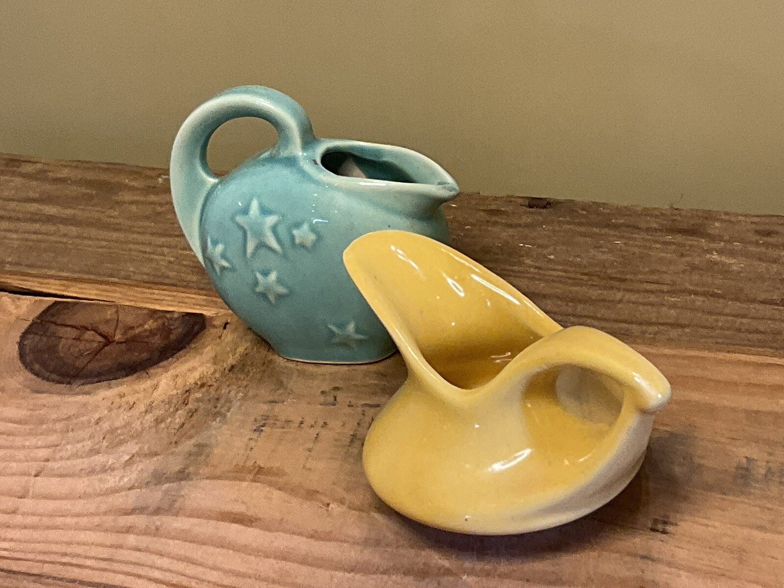 20th C Antique Vintage Deco Matte Yellow Glaze Miniature Niloak & Teal ...