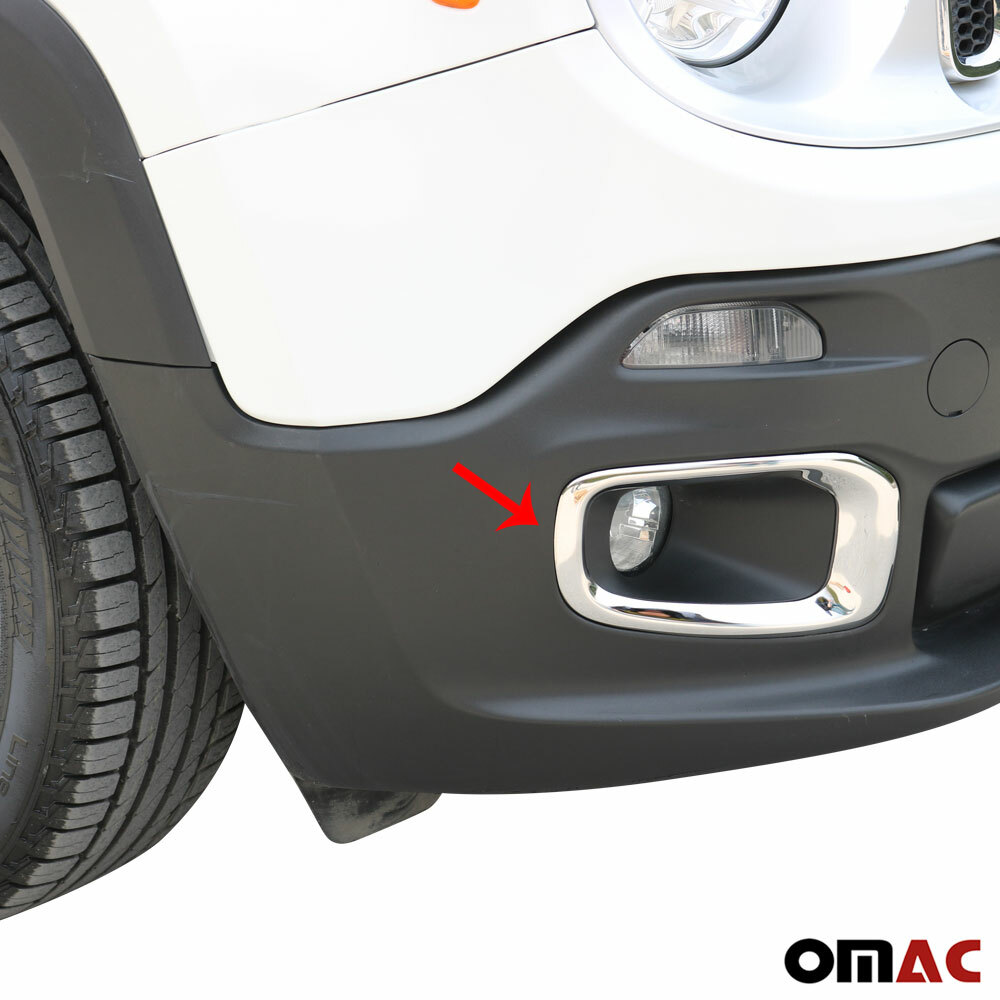 Chrome Fog Light Surround Lamp Bezel Trim Steel for Jeep Renegade 2015 ...