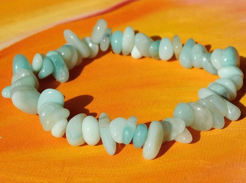 Handmade To Order - Gemstone Chip Beaded Bracelet - Natural Amazonite | eBay Australia