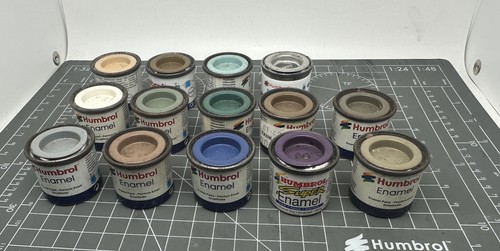 Humbrol revell Enamel Paint Job Lot X14 green blue brown cream purple ...