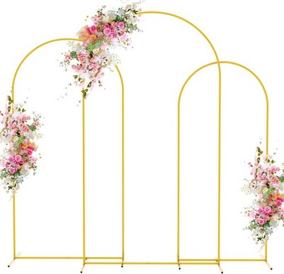 Large Metal Wedding Arch Backdrop Stand Gold Iron Frame for Outdoor ...