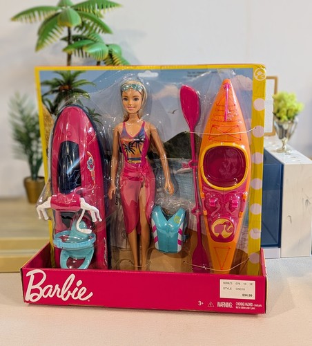 New BARBIE On The Go JET SKI Watercraft KAYAK Blonde Beach DOLL Play ...