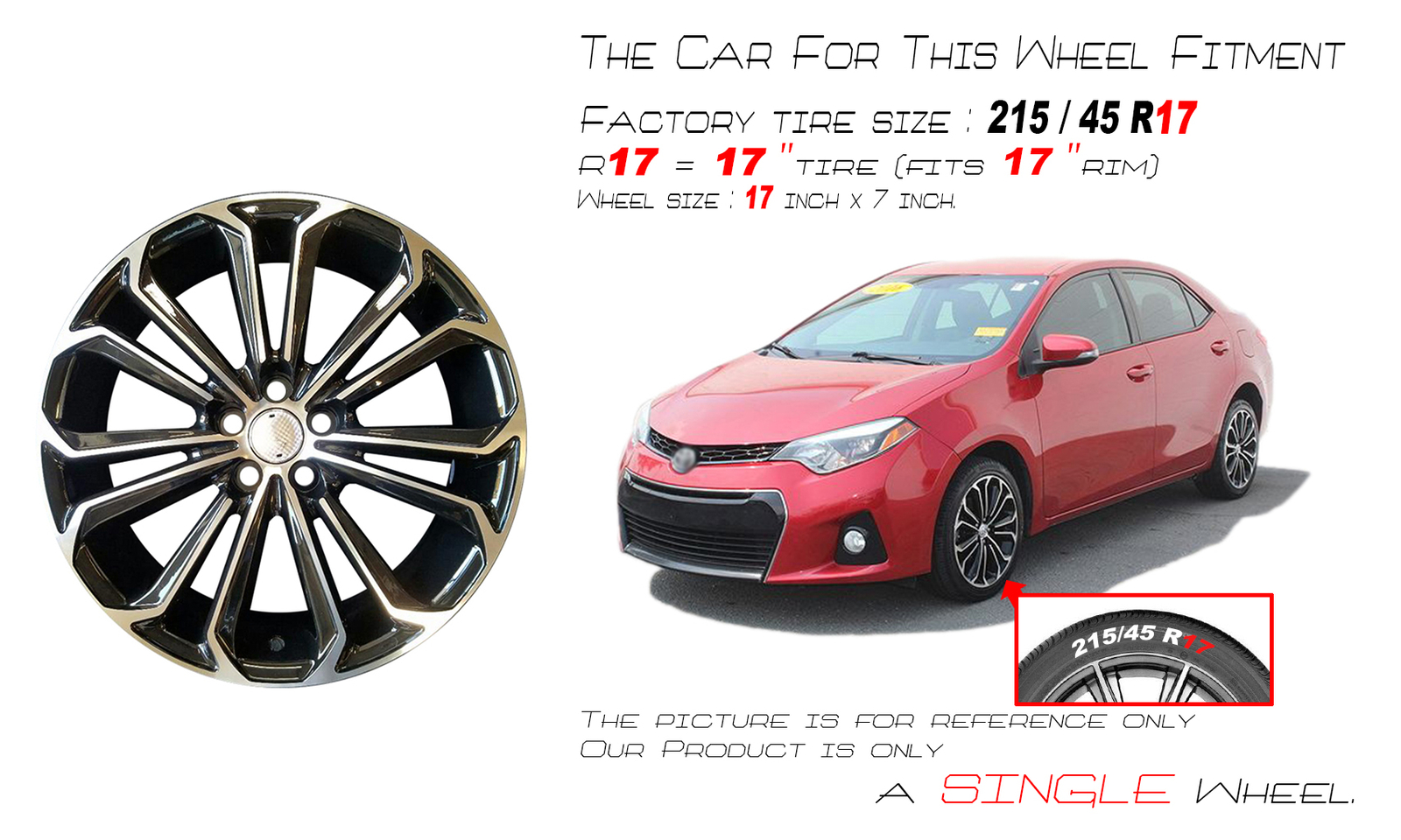 17" 🔥 New Wheel For 2014-2016 Toyota Corolla OEM Quality Alloy Black ...