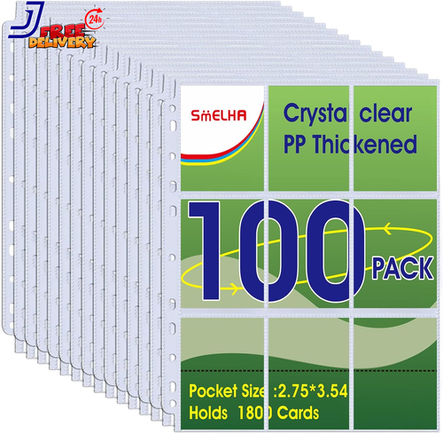 9 Pocket Page Protector Hold 1800 Card Trading Card Sleeve Baseball ...
