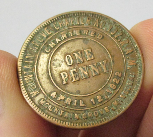 1922 Mountain Grove, Missouri Free Masons Masonic Penny Token Coin | eBay