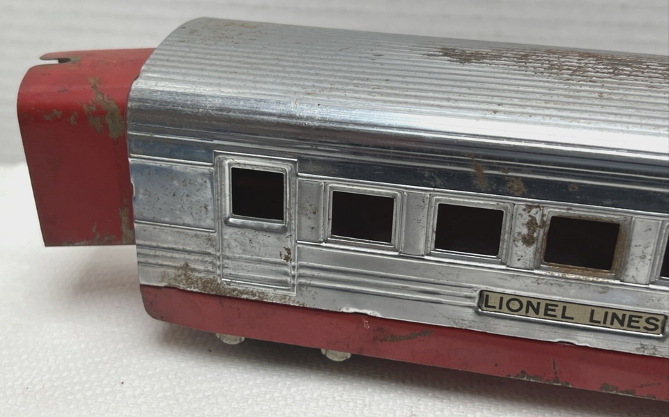 LIONEL JR PREWAR O-GAUGE 1702 RED CHROME OBSERVATION PASSENGER CAR | eBay