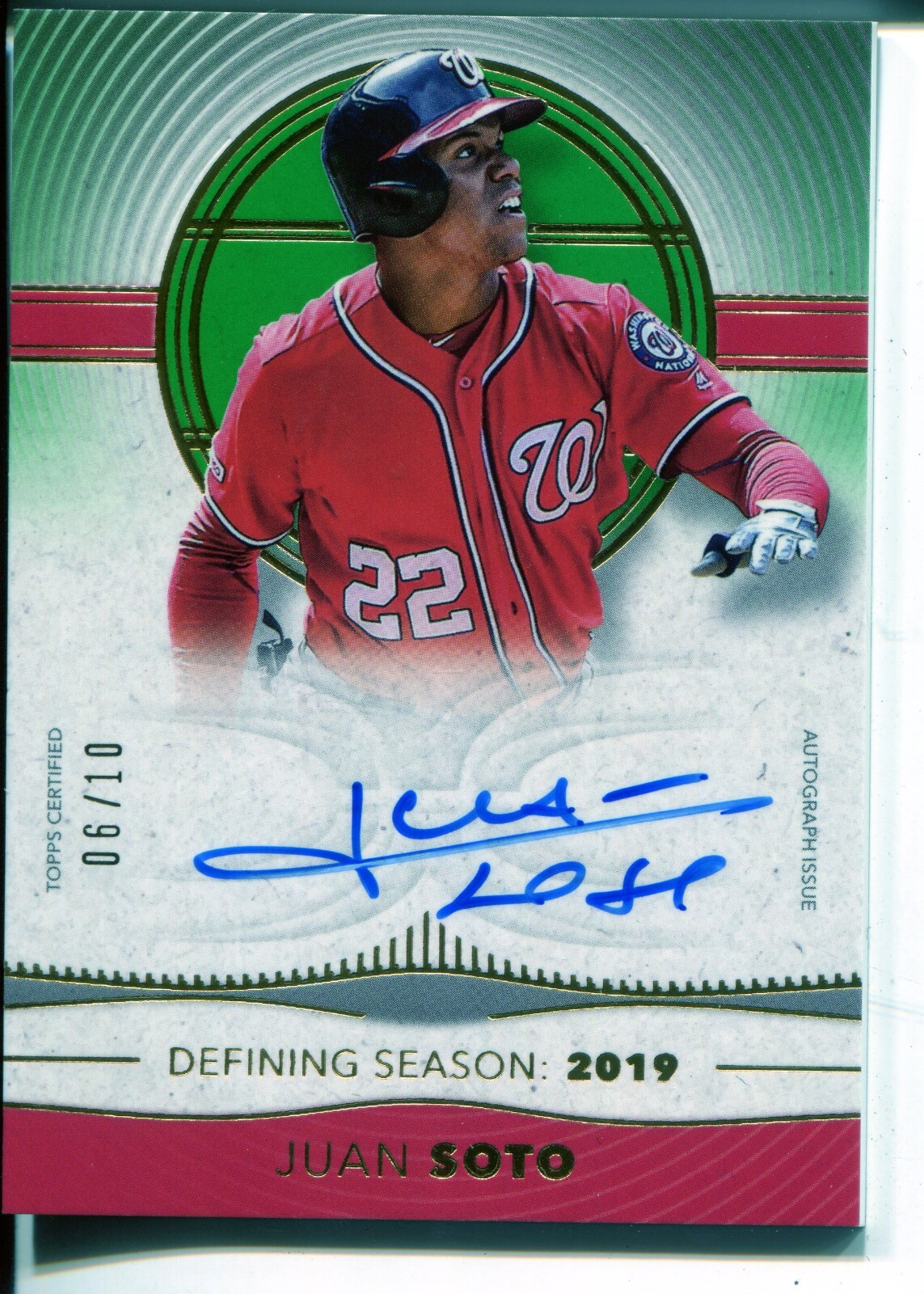 2021 TOPPS DEFINITIVE COLLECTION AUTOGRAPHED CARD JUAN SOTO NATIONALS 6 ...