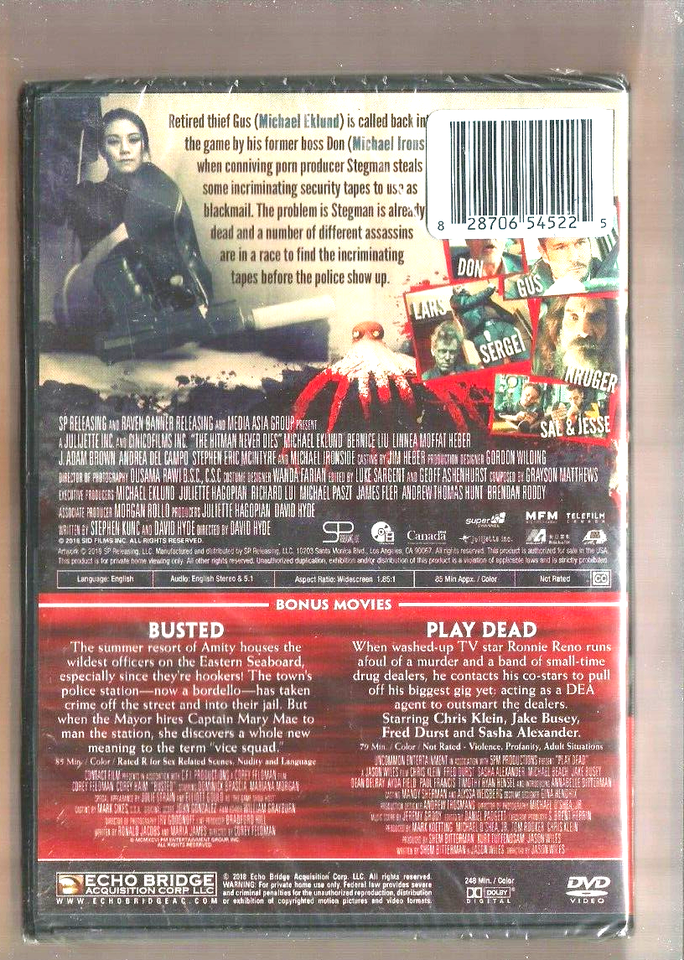 3 Movies : The Hitman Never Dies/ Busted / Play Dead (DVD, 2018 ...