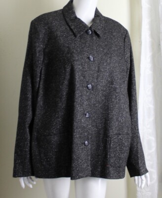 NWT Appleseeds Sz 20 Wool Silk Salt Pepper Tweed Blazer Jacket Runs 18 ...