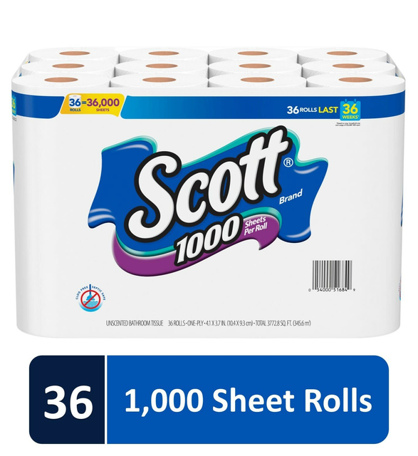 SCOTT Toilet Paper - 36 Rolls Pack (105389700) for sale online | eBay