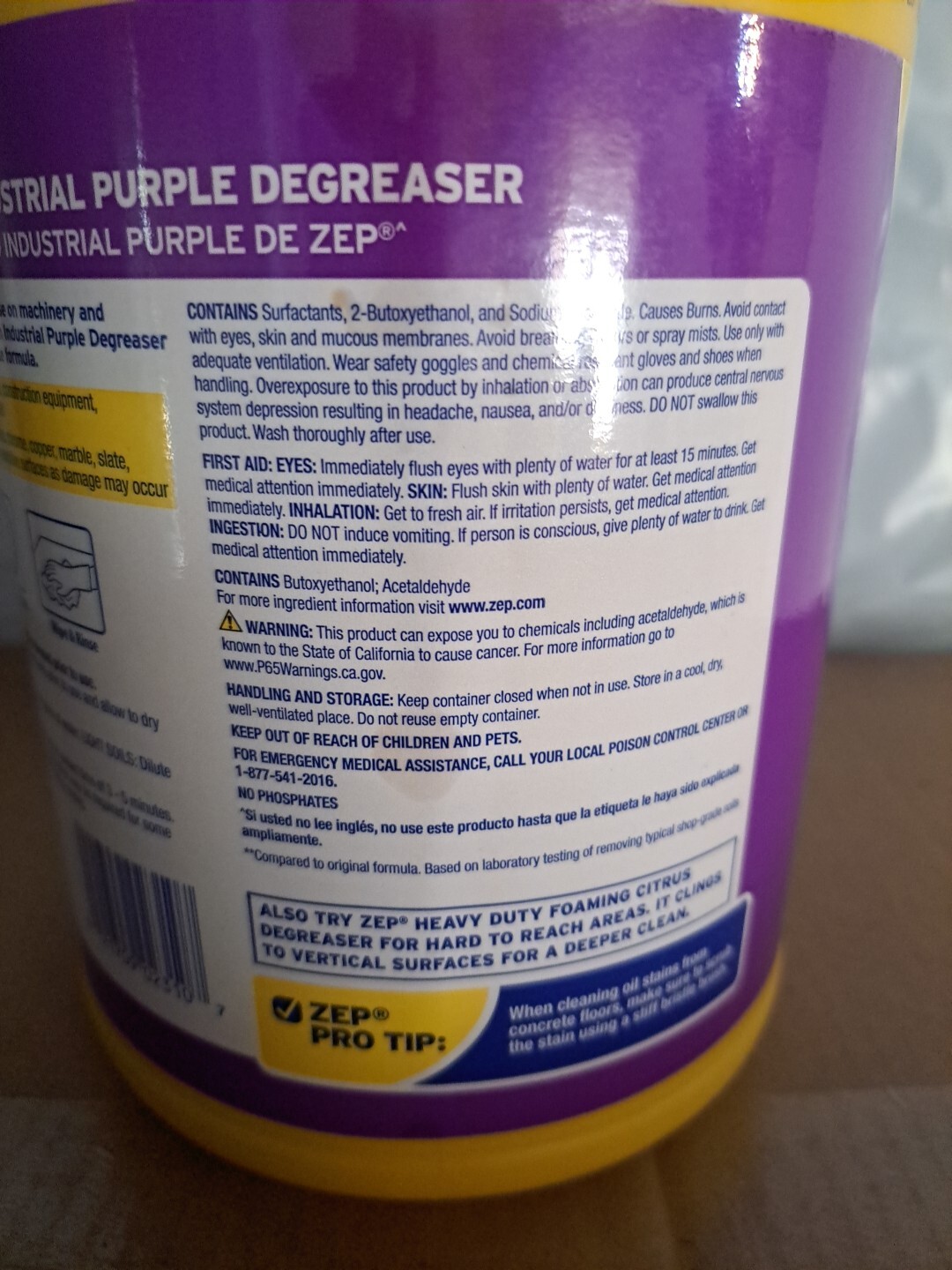 Zep Concentrated Industrial Purple Cleaner & Degreaser Concentrate, 128 ...