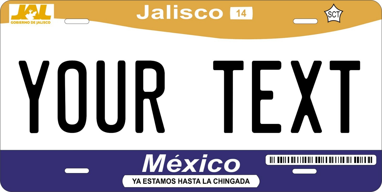 Jalisco Yellow Mexico License Plate Personalized Car Auto Bike ...