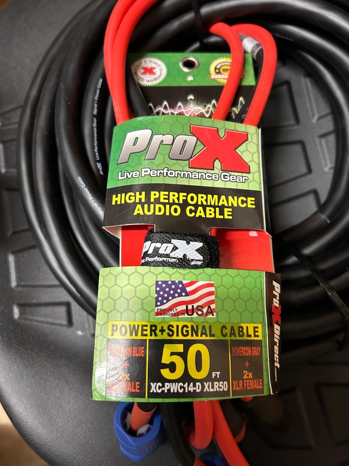 ProX XC-PWC14-DXLR50 50 FT / Jumper PowerCon and Dual XLR Link Cable ...