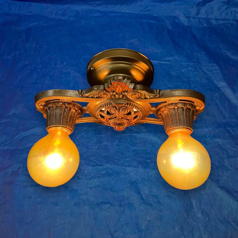 Single Great Semi Flush Mount Double Socket Fixture 19E | eBay