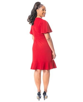 Kasper Women's Flutter Sleeve Sheath Dress Red Size XX-Large | eBay