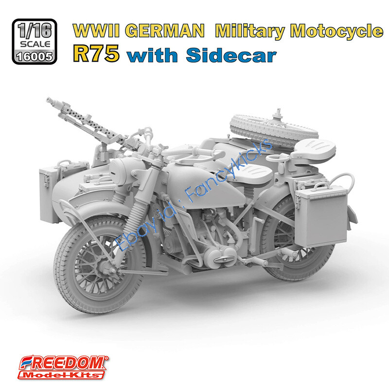 Freedom 16005 1/16 WWII German Military Motocycle R75 with Sidecar ...