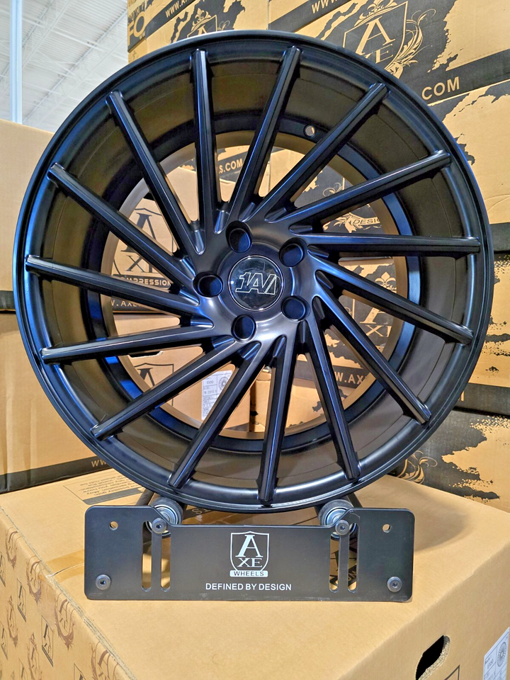 (4) 19" 1AV ZX1 Staggered Satin Black Wheels 5X112 AUDI BMW MERCEDES ...