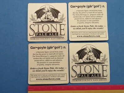 BEER COASTERS: 4 STONE Brewing Co Pale Ale ~ "Gargoyle" ~ San Diego ...