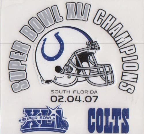 Indianapolis Colts Super Bowl XLI Champions Static Cling Sticker Decal ...
