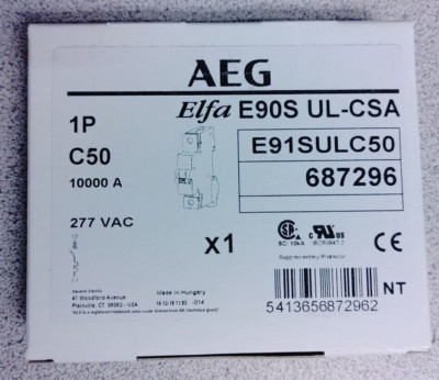 AEG ELFA E90S UL-CSA E91SULC50 CIRCUIT BREAKER 50A 1P 277VAC NEW ...