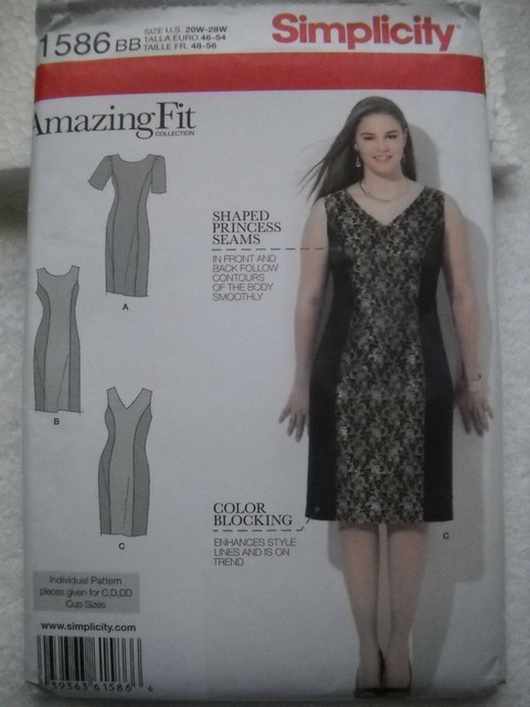 Princess Seam Dress Simplicity Sewing Pattern 1586 Size 20w - 28w UC ...