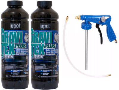 2x U-POL GRAVITEX PLUS Stonechip Protector Black 1 Ltr + Vari ...