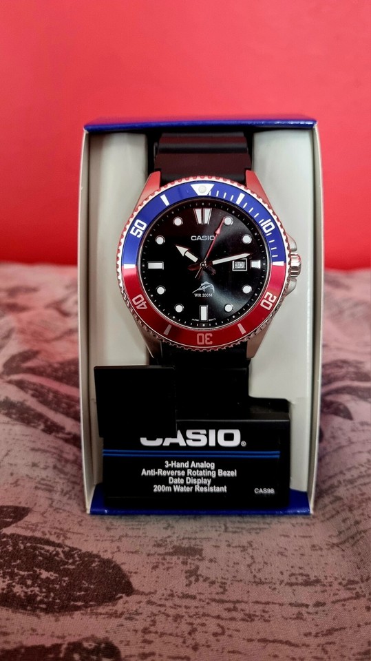 CASIO Duro Marlin Pepsi MDV-106B-1A2VCF Mens Divers Watch 200m New in ...