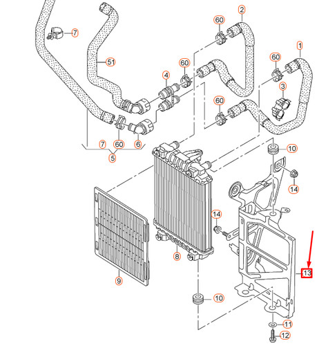 OEM AUDI A3 8V LEFT ADDITIONAL COOLANT RADIATOR BRACKET 5Q0121093BF NO ...