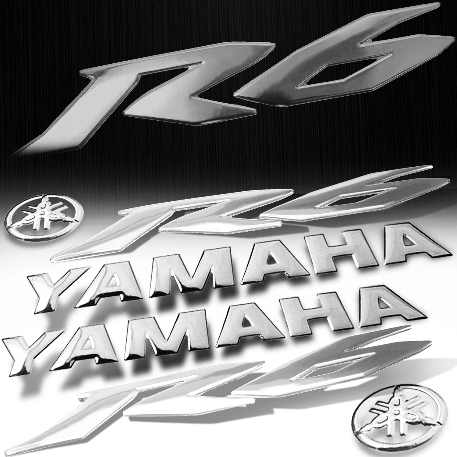 x2 5.75" 3D Logo+Letter Decal+6" Fairing Emblem Sticker for YZF-R6/R6S ...