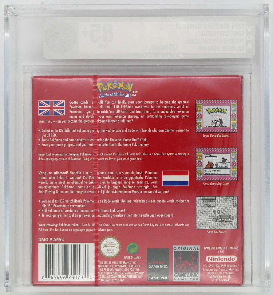 Pokémon Rote Edition Red Version Nintendo GameBoy GB SEALED VGA 85+ RAR ...