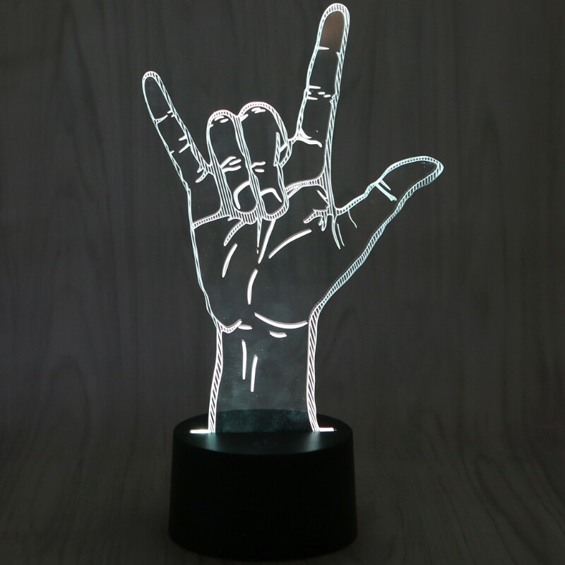 USB Novelty 7 Colors I Love You Sign Language LED Night Light 3D Desk ...